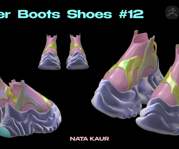 ArtStation - Cyber Boots Shoes #12/ Clo 3d/ Marvelous Designer/ ZBrush ...