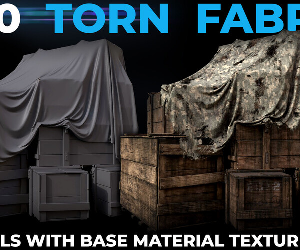 ArtStation - 200 Torn Fabric (Stencils with Base Material/Tutorial/4k ...