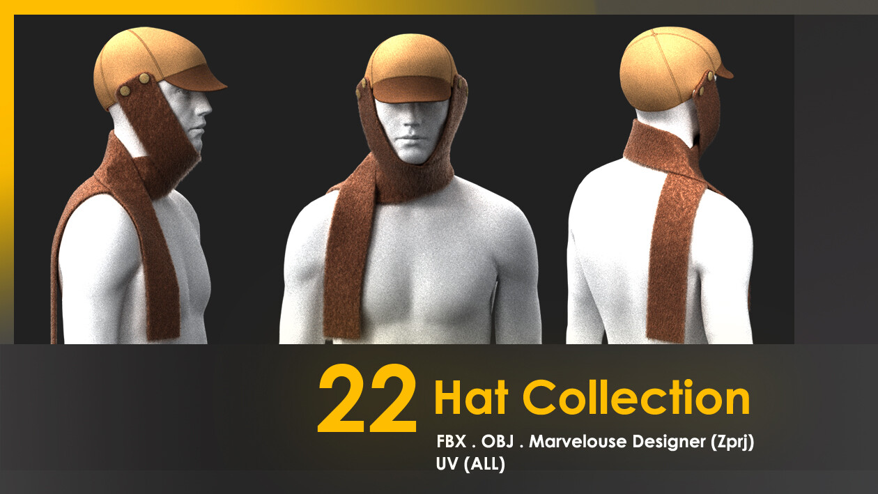 ArtStation - 22 MEN AND WOMEN'S HAT PACK | Game Assets