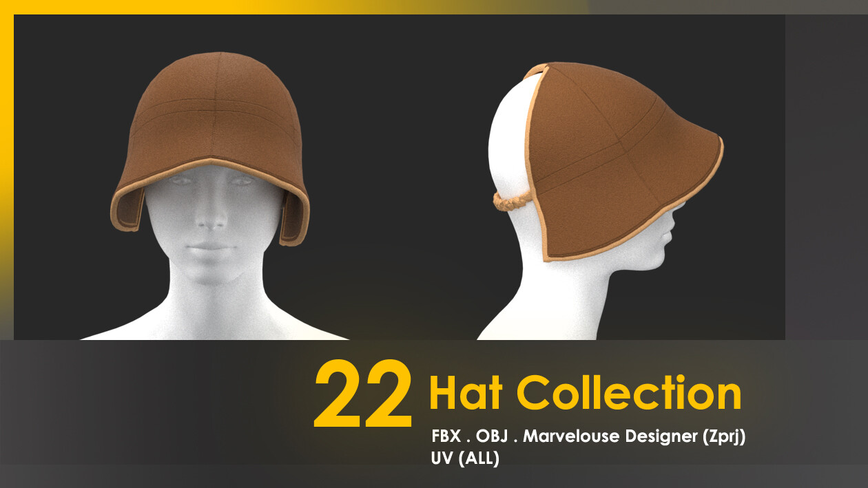 ArtStation - 22 MEN AND WOMEN'S HAT PACK | Game Assets