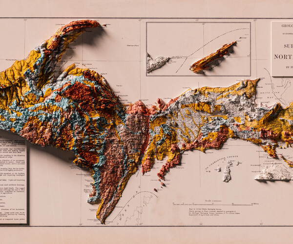 ArtStation - 1911 3D Geologic Map of the UP Michigan | Artworks