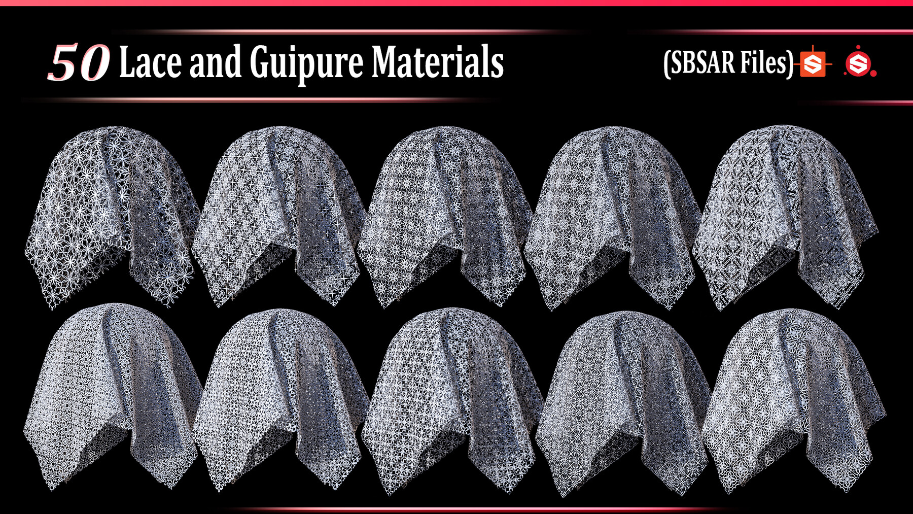 ArtStation - 50 Lace and Guipure Materials (SBSAR FILE).vol8 | Resources