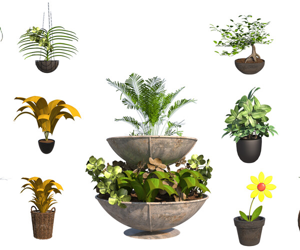 ArtStation - A collection of 38 Pots and Plants | Resources