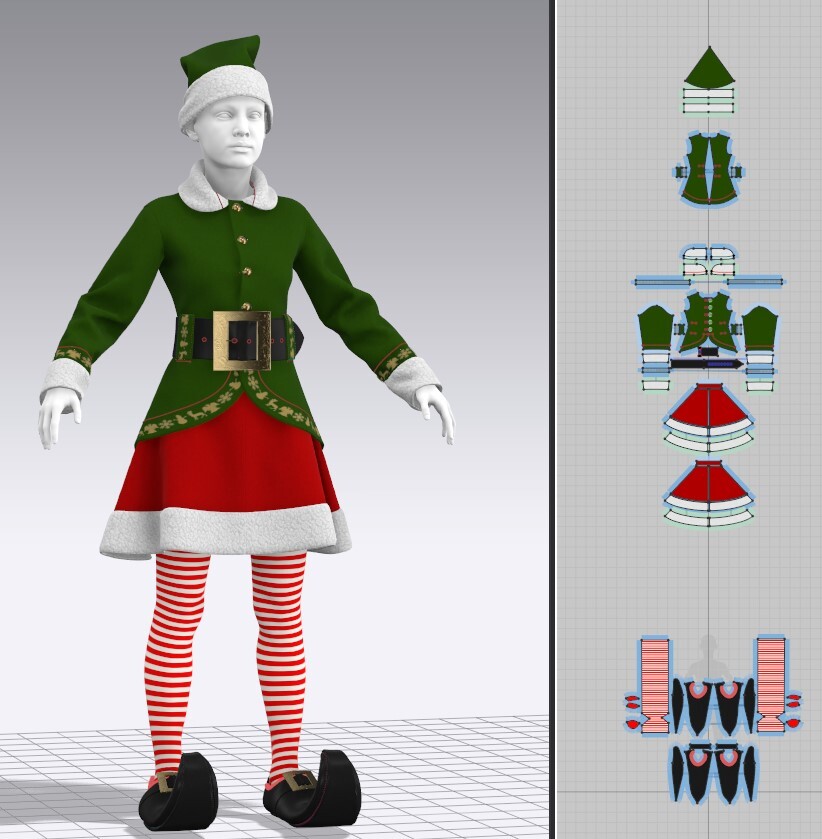 ArtStation - female Santa's elf outfit | Resources