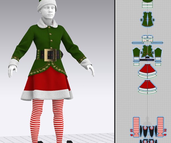 ArtStation - female Santa's elf outfit | Resources