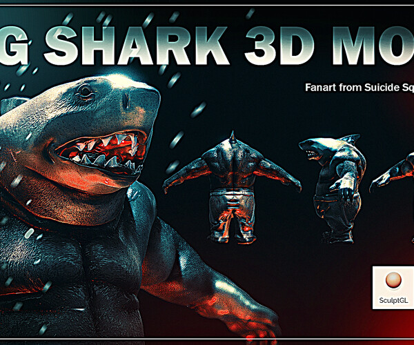ArtStation - King Shark 3d model fanart | Game Assets