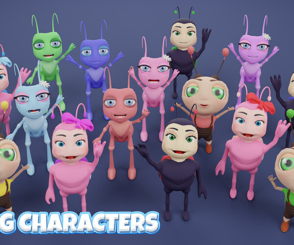 ArtStation - Insects Pack LowPoly Ant Ladybug Bee Characters | Game Assets