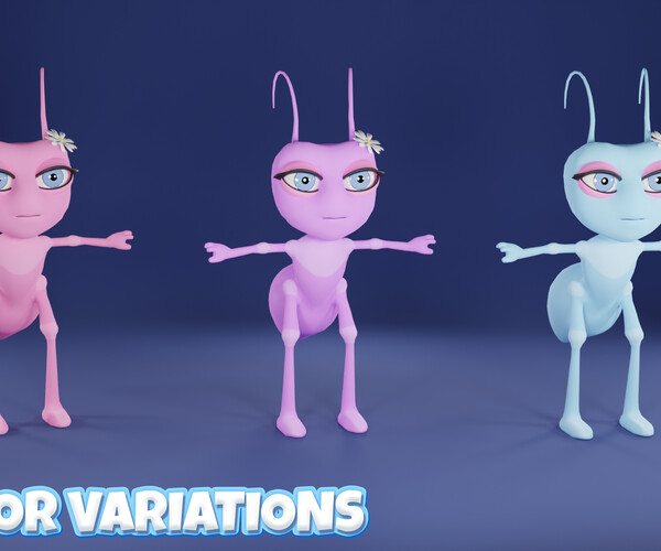 ArtStation - Insects Pack LowPoly Ant Ladybug Bee Characters | Game Assets