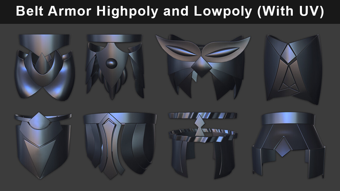 ArtStation - Belt Armor Highpoly and Lowpoly (With UVs) | Game Assets