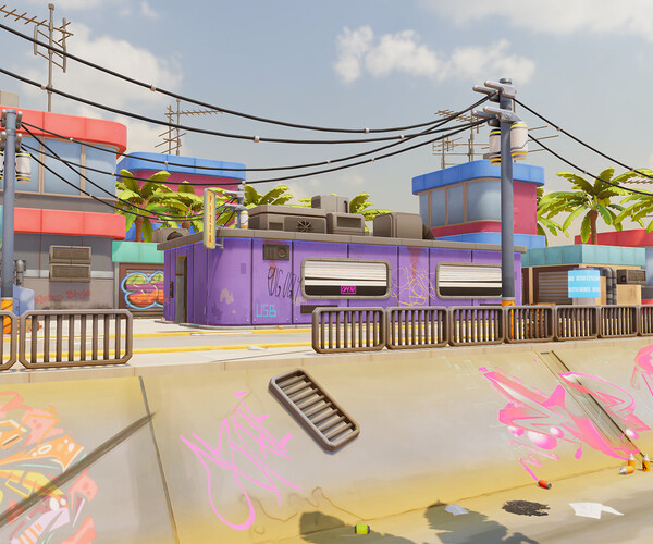 ArtStation - Stylized Cyberpunk City Props [Unity + Unreal] | Game Assets