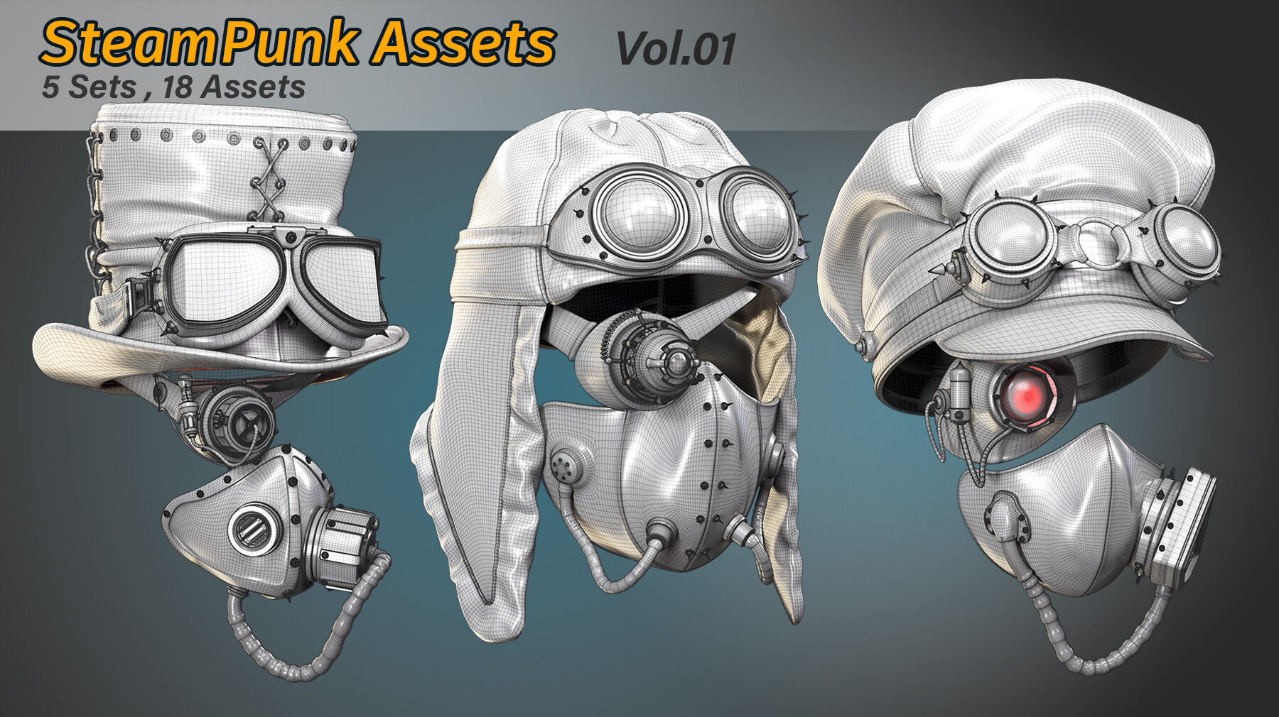 ArtStation - SteamPunk Assets Vol.01 / FBX + OBJ | Game Assets