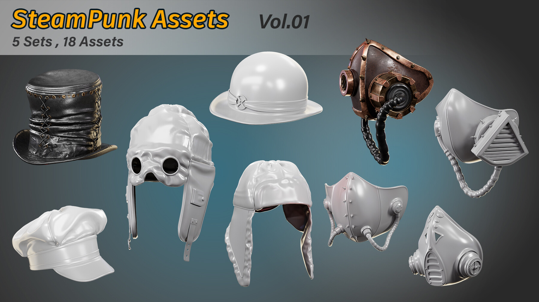 ArtStation - SteamPunk Assets Vol.01 / FBX + OBJ | Game Assets