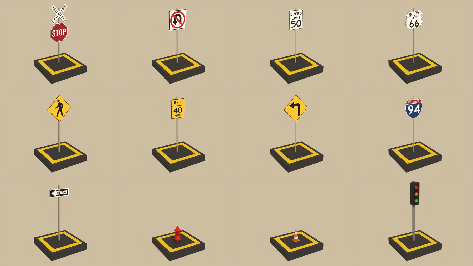 ArtStation - USA TRAFFIC ASSETS | Game Assets