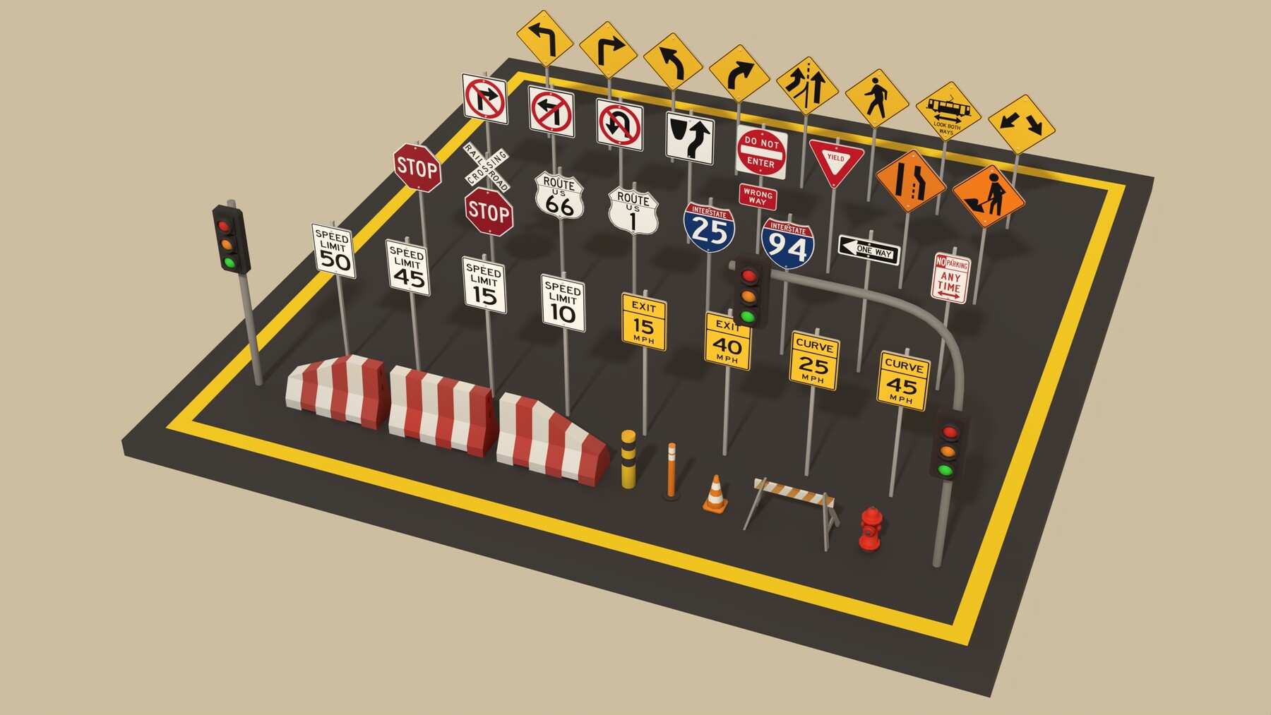 ArtStation - USA TRAFFIC ASSETS | Game Assets