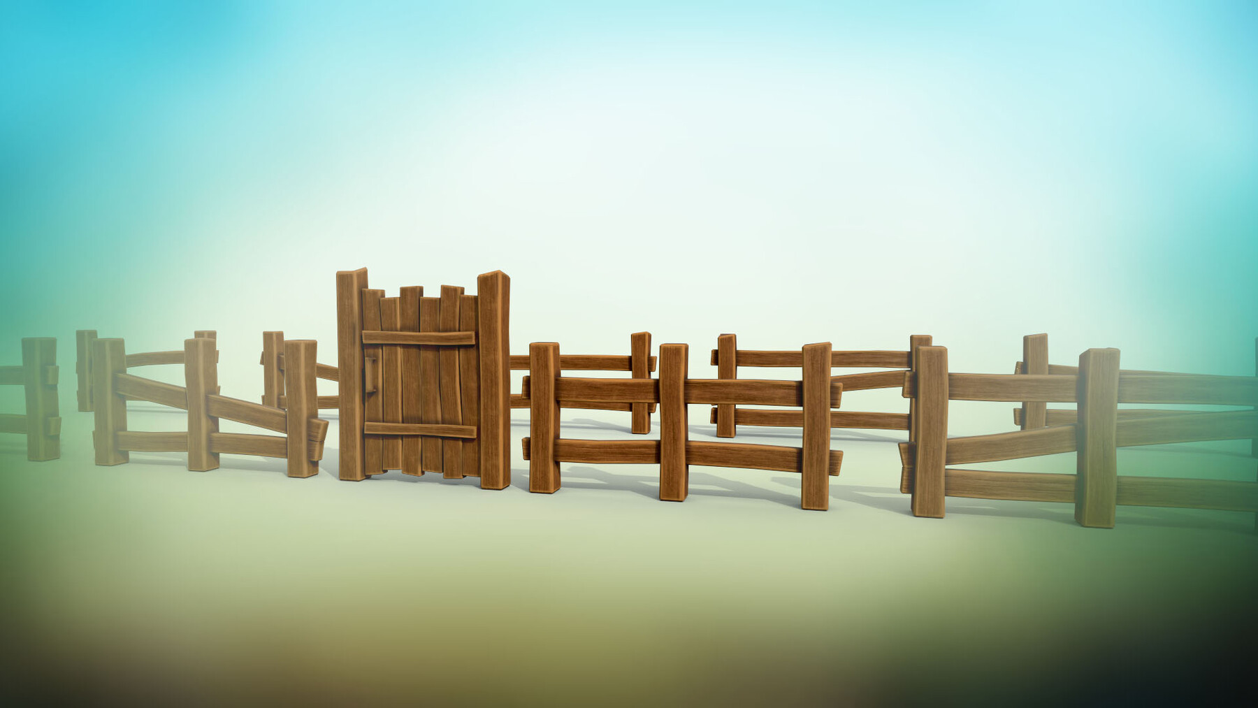 ArtStation - Stylized wooden fence of 10 sections PBR game ready Low ...