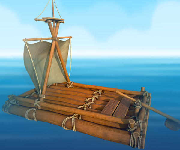 ArtStation - Wooden stylized raft PBR low-poly game ready Low-poly 3D ...