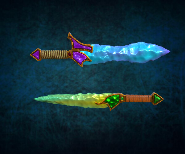 ArtStation - Stylized Fantasy Sword dagger PBR game ready Low-poly 3D ...