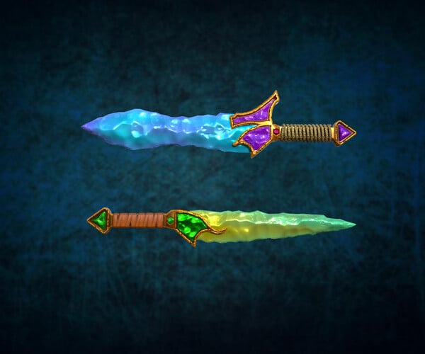 ArtStation - Stylized Fantasy Sword dagger PBR game ready Low-poly 3D ...