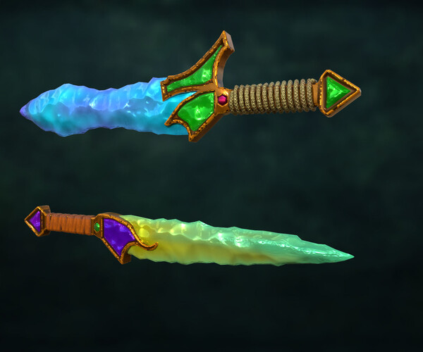 ArtStation - Stylized Fantasy Sword dagger PBR game ready Low-poly 3D ...