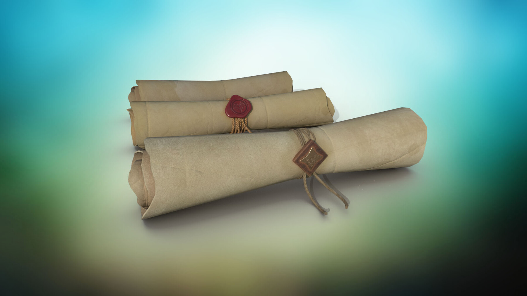 ArtStation - Set of three papyrus scrolls PBR Low-poly 3D model | Resources