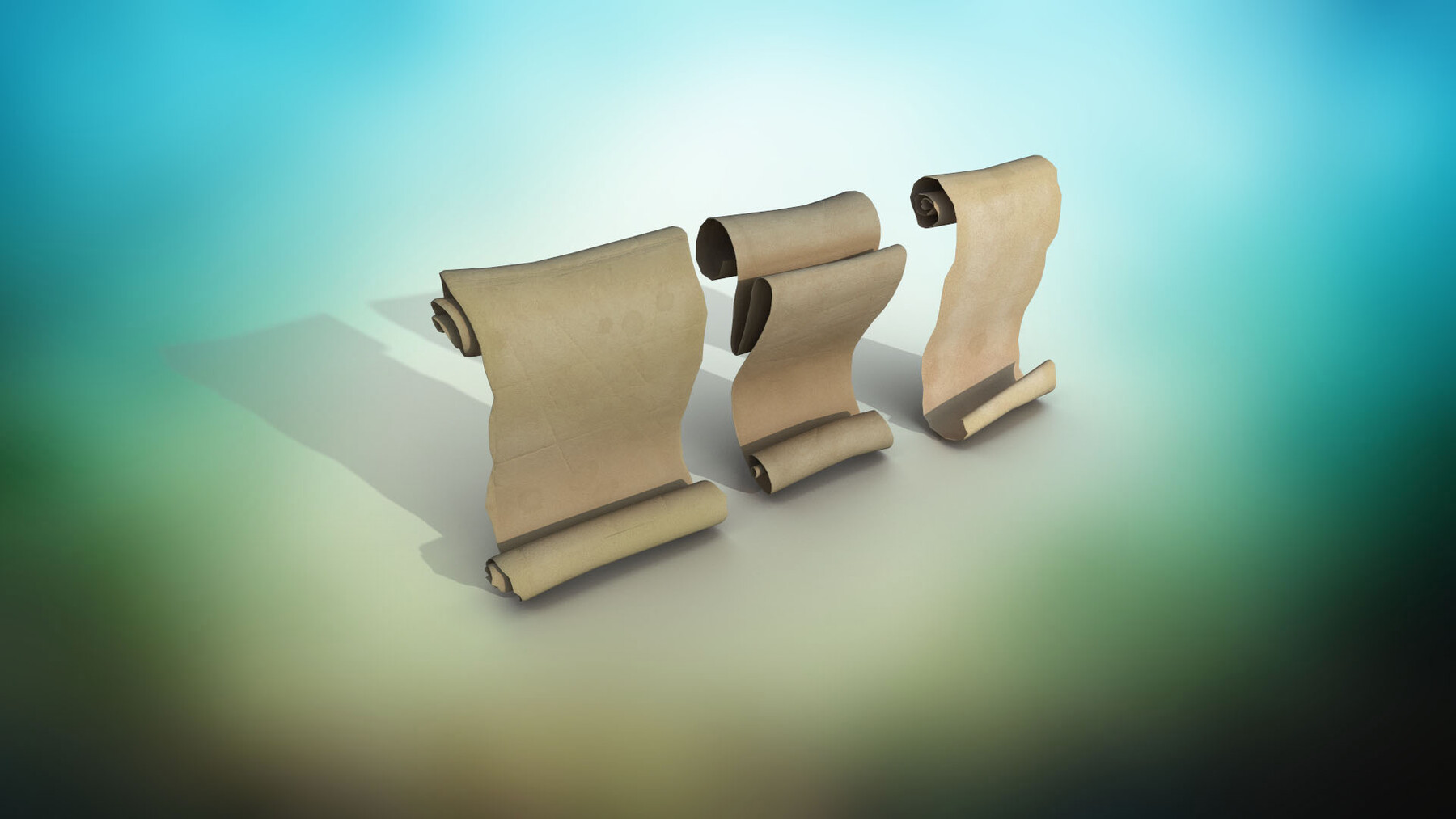 ArtStation - Set of three papyrus scrolls PBR Low-poly 3D model | Resources
