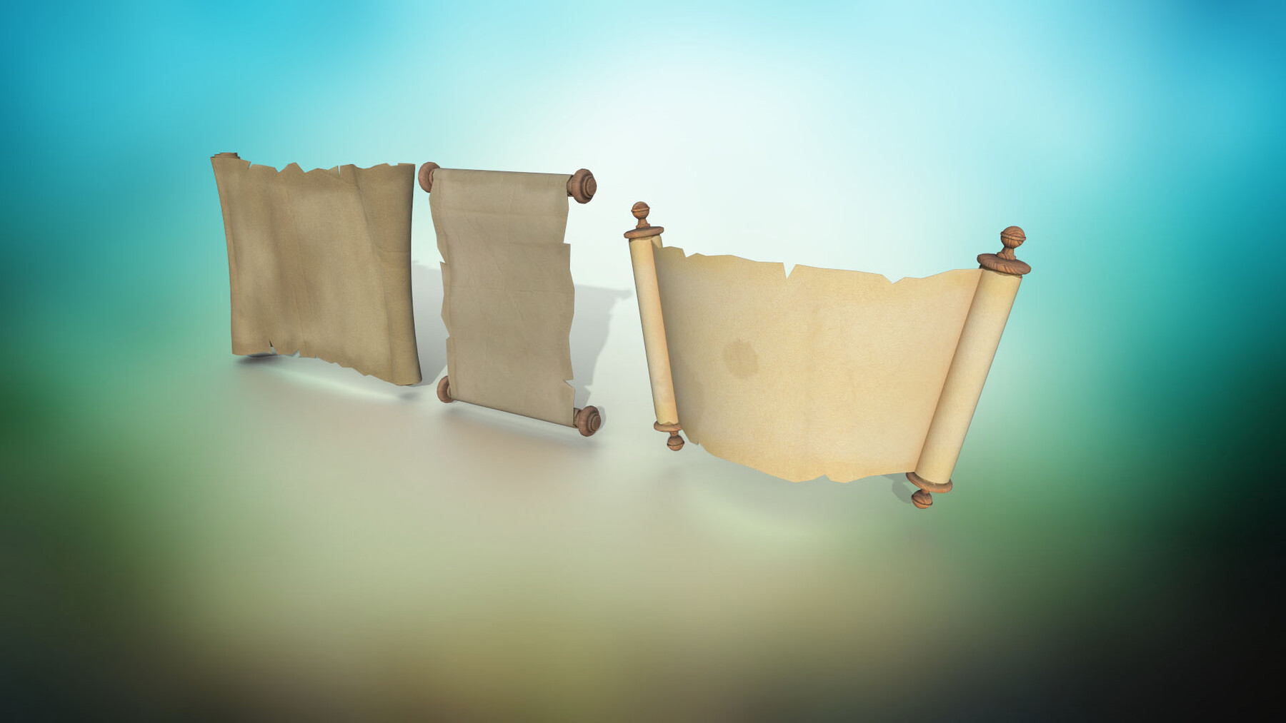 ArtStation - Set of three papyrus scrolls PBR low-poly game ready Low ...