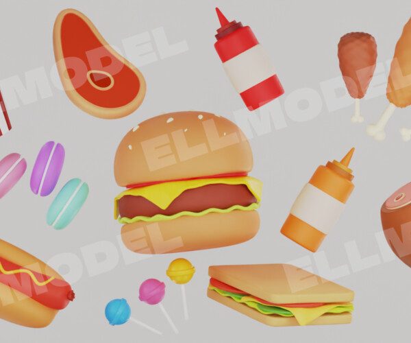 ArtStation - 3D model Cartoon Food Pack | Game Assets