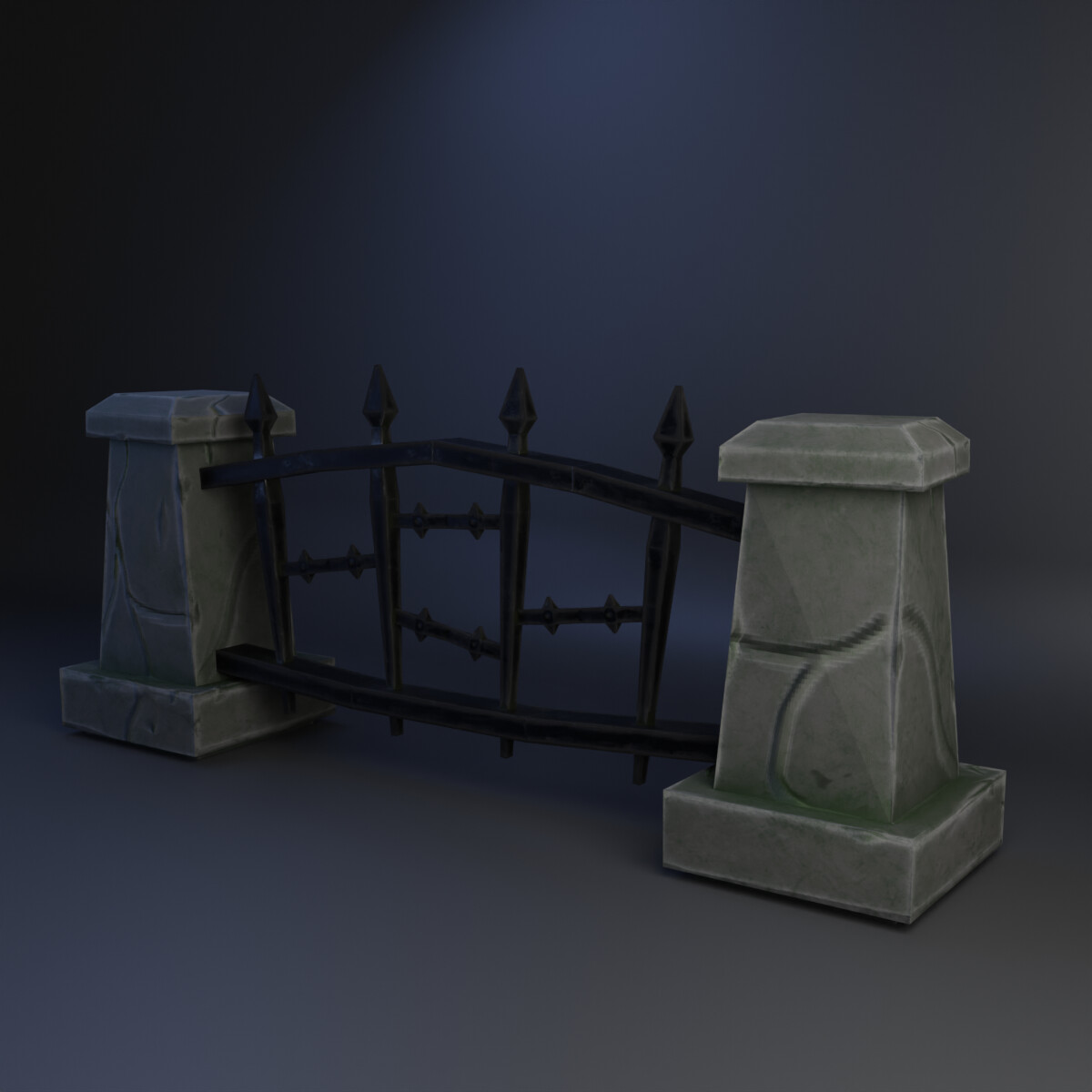 ArtStation - Stylized stone wall with metal fence | Game Assets