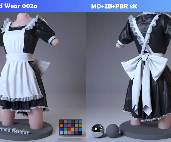 ArtStation - ClothCG: Maid Outfit 002a Marvelous+ZB+PBR 8K 3DAssets | Resources