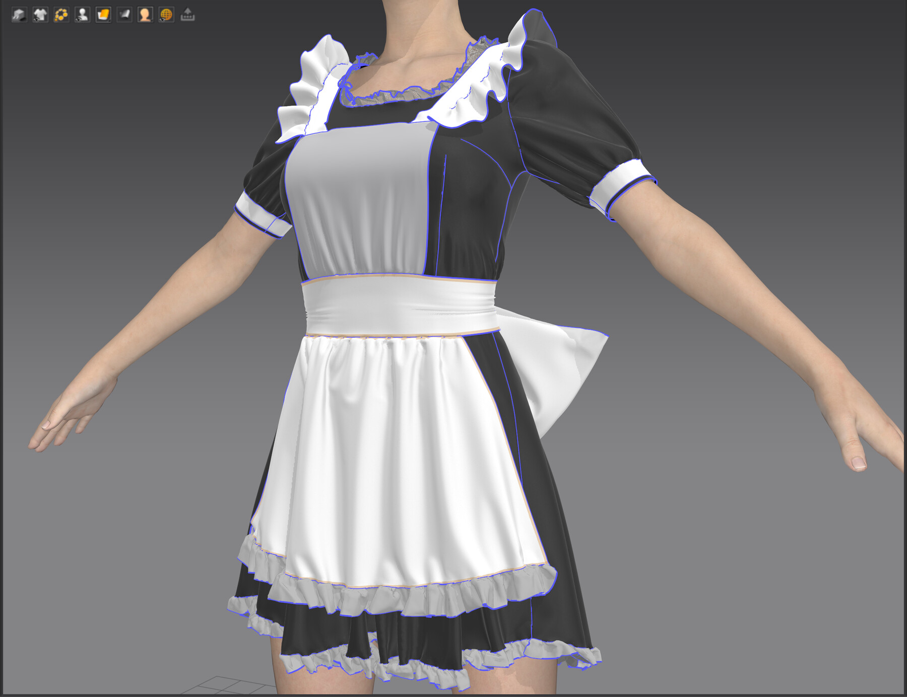 ArtStation - ClothCG: Maid Outfit 002a Marvelous+ZB+PBR 8K 3DAssets | Resources