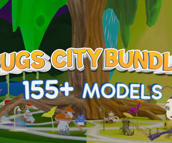 ArtStation - Bugs City Cartoon Town Stylized Environment with 15 Rigged ...