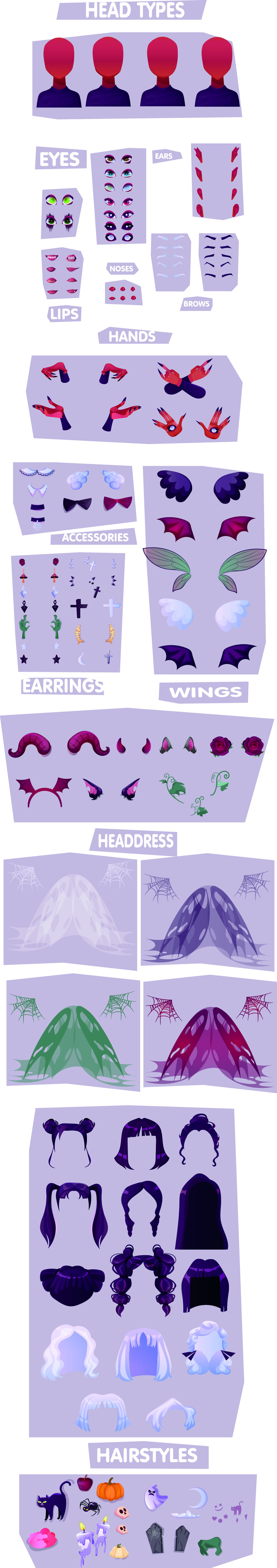 ArtStation - DARK_CARTOON_AVATAR / Cartoon girl face constructor ...