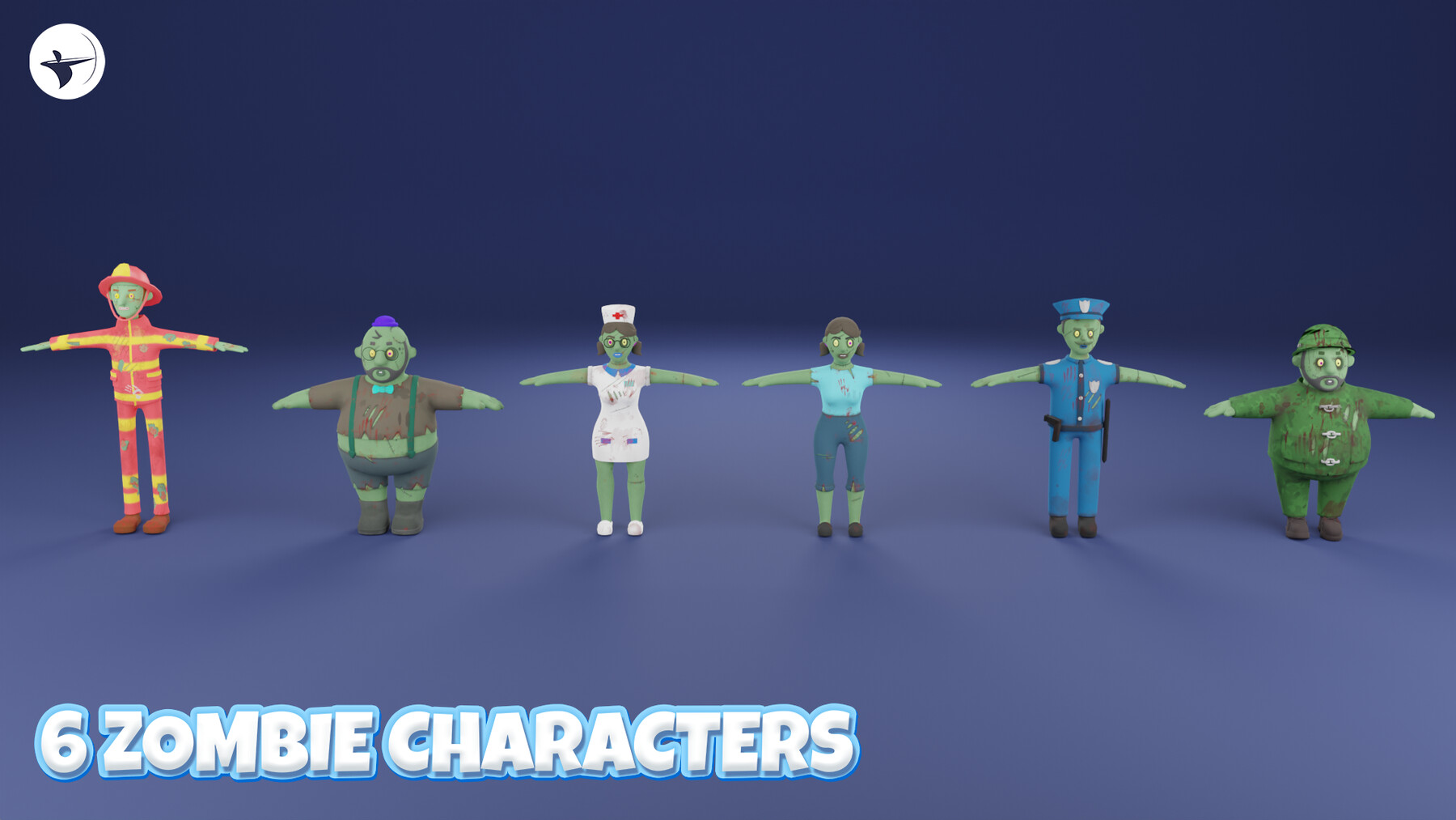 ArtStation - 6 Cartoon Zombie APOCALYPSE Characters with Rig and ...