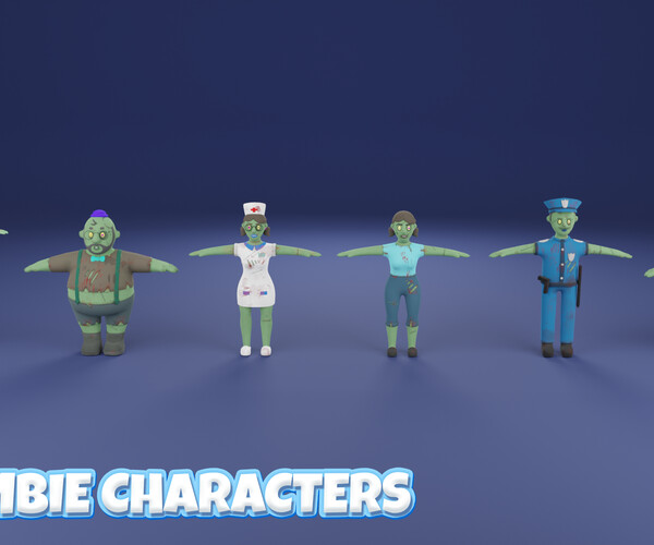 ArtStation - 6 Cartoon Zombie APOCALYPSE Characters with Rig and ...