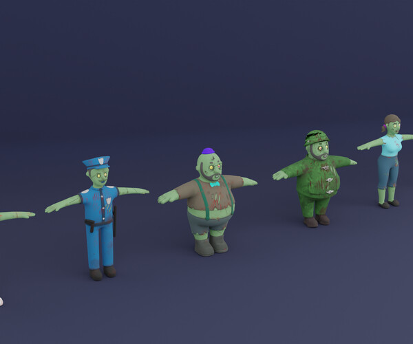 ArtStation - 6 Cartoon Zombie APOCALYPSE Characters with Rig and ...