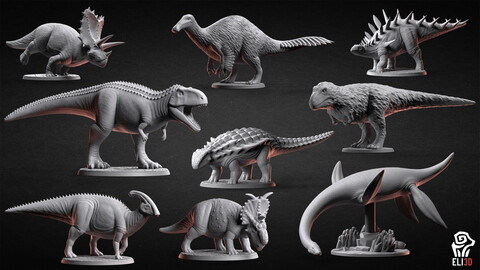 ArtStation - Dinosaur Bundle 1 - Dino Models for 3D-Printing | Resources