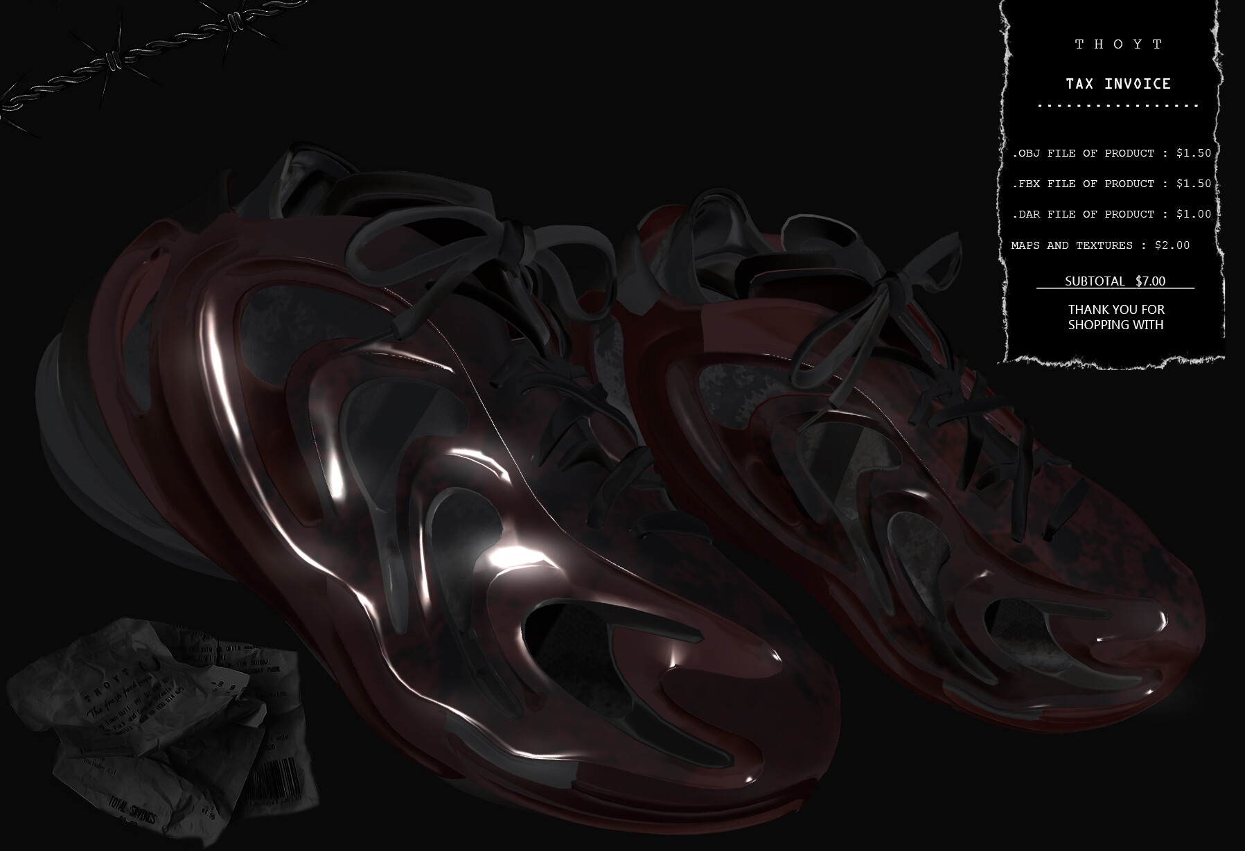 ArtStation - Thoyt Blood "Suffering" Sneakers | Game Assets