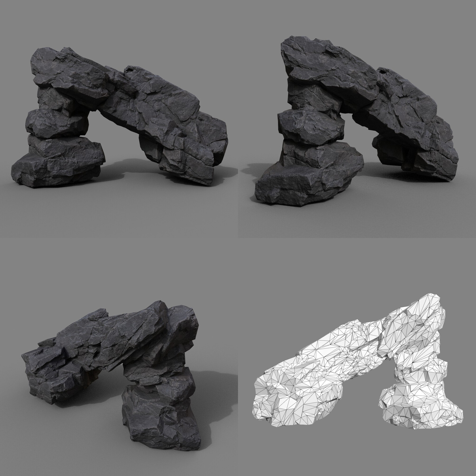 ArtStation - Low Poly Black Rock Formation 221219 - Ultra HD 16K ...