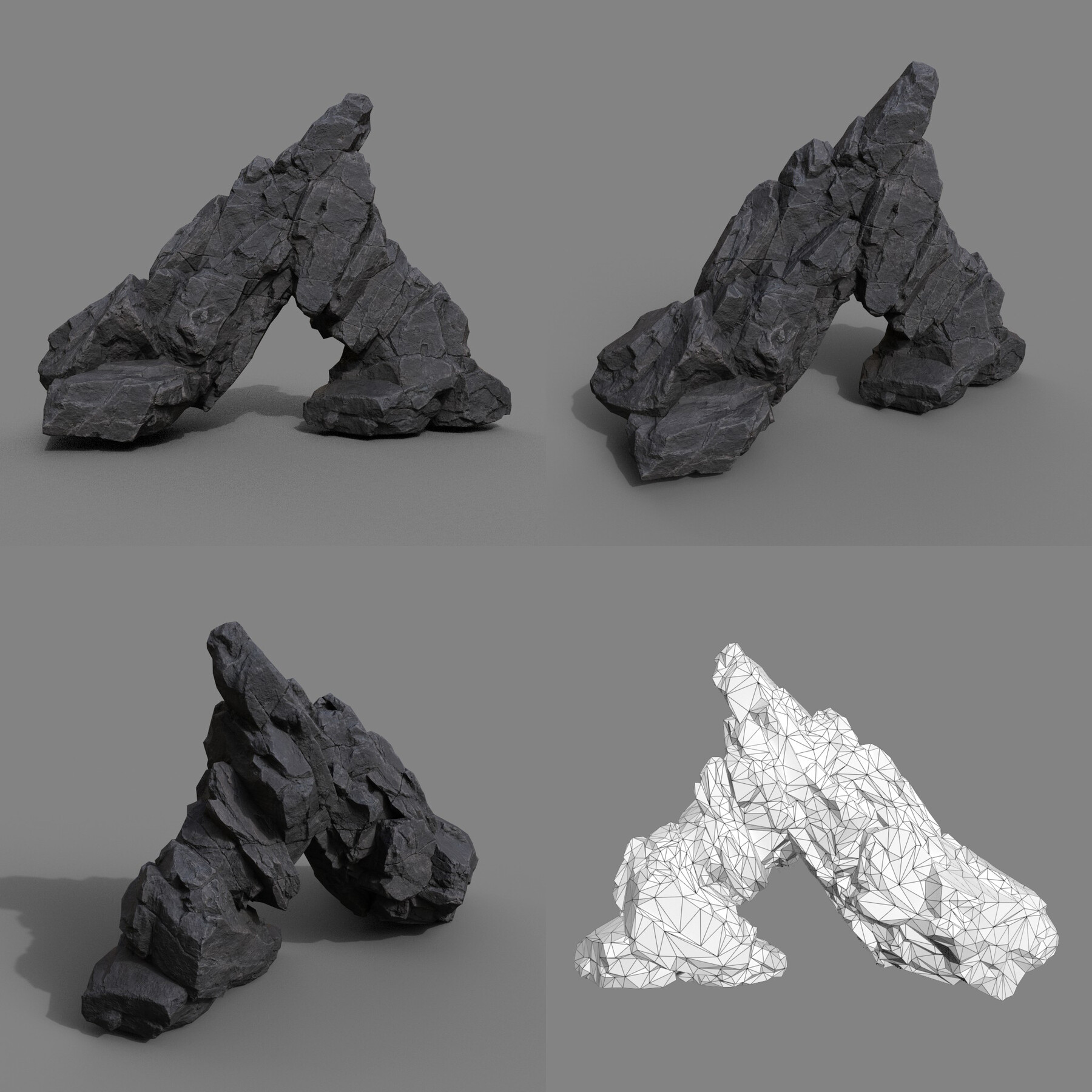 ArtStation - Low Poly Black Rock Formation 221219 - Ultra HD 16K ...