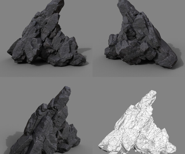 ArtStation - Low Poly Black Rock Formation 221219 - Ultra HD 16K ...