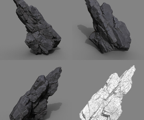 ArtStation - Low Poly Black Rock Formation 221219 - Ultra HD 16K ...