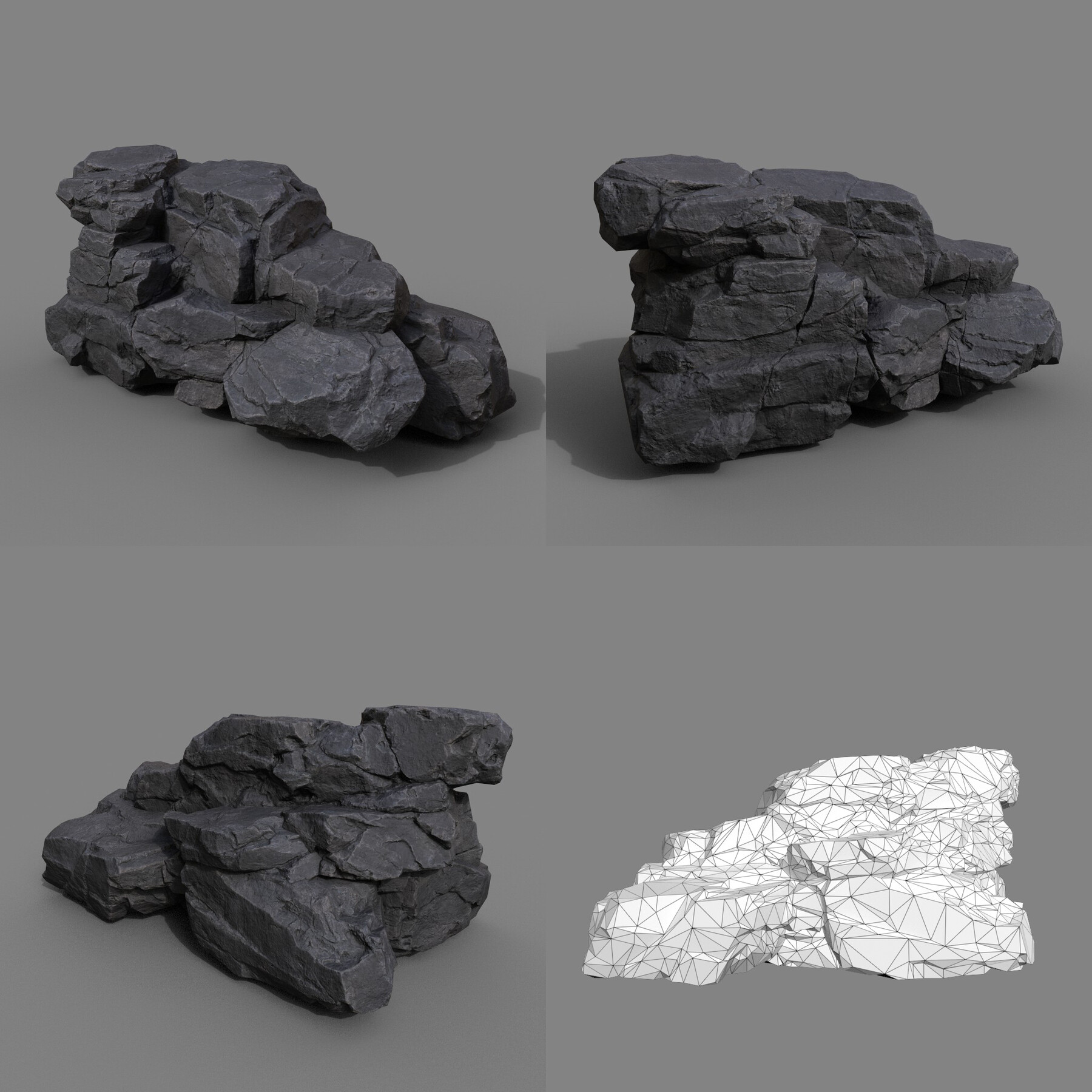 ArtStation - Low Poly Black Rock Formation 221219 - Ultra HD 16K ...