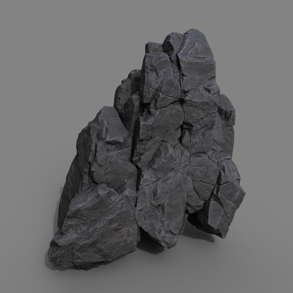 ArtStation - Low Poly Black Rock Formation 221219 - Ultra HD 16K ...