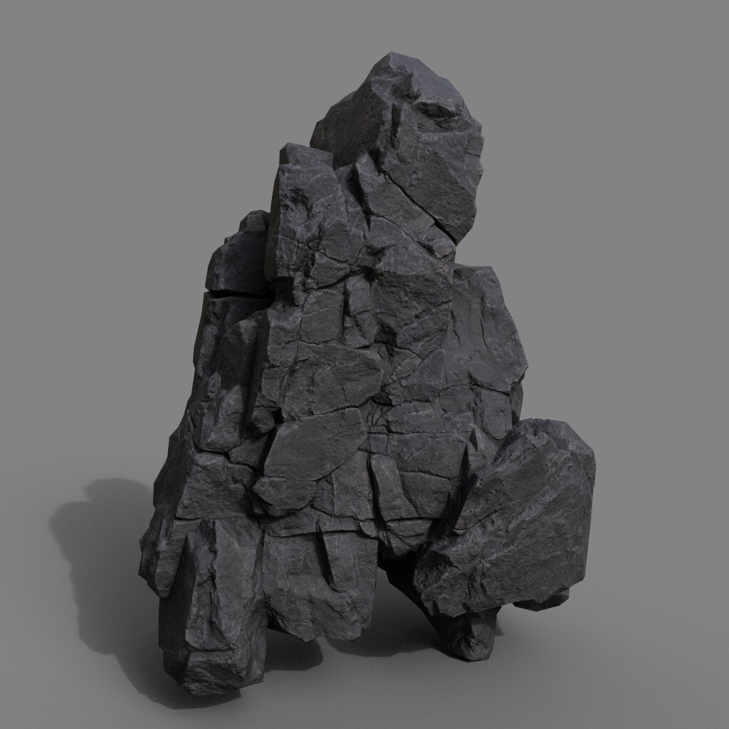 ArtStation - Low Poly Black Rock Formation 221219 - Ultra HD 16K ...