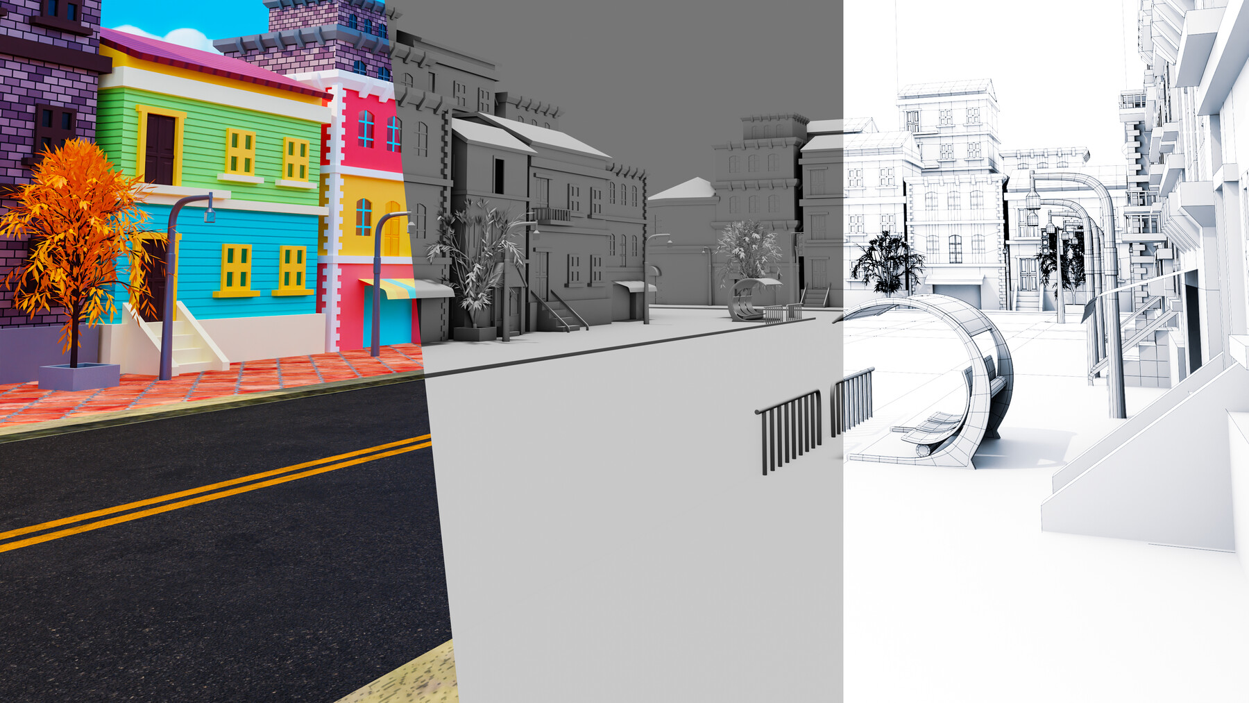 ArtStation - 3D Urban City Street Scene Low Poly | Resources