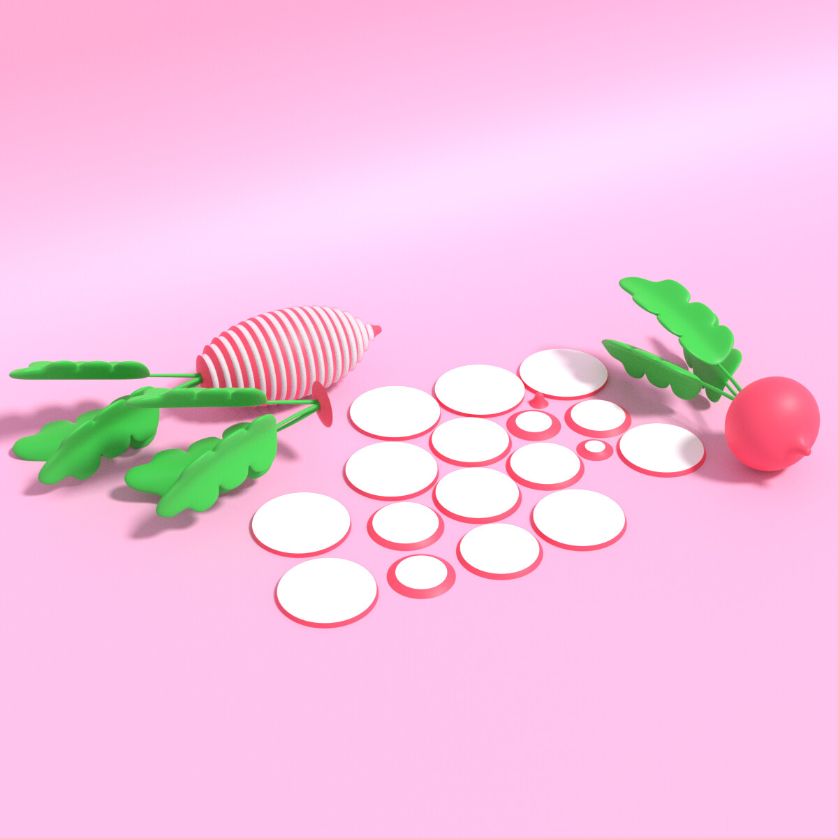 ArtStation - Cartoon Red Radish and Slice 3D model | Resources