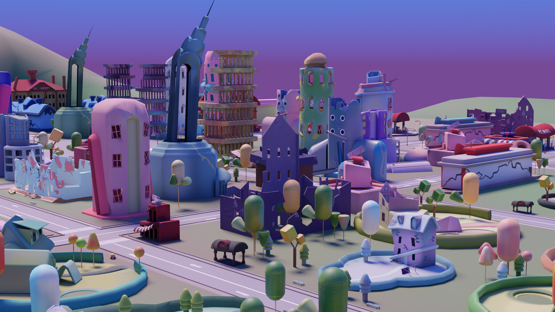 ArtStation - Clay Zombie APOCALYPSE city Environment Low-poly 3D model ...