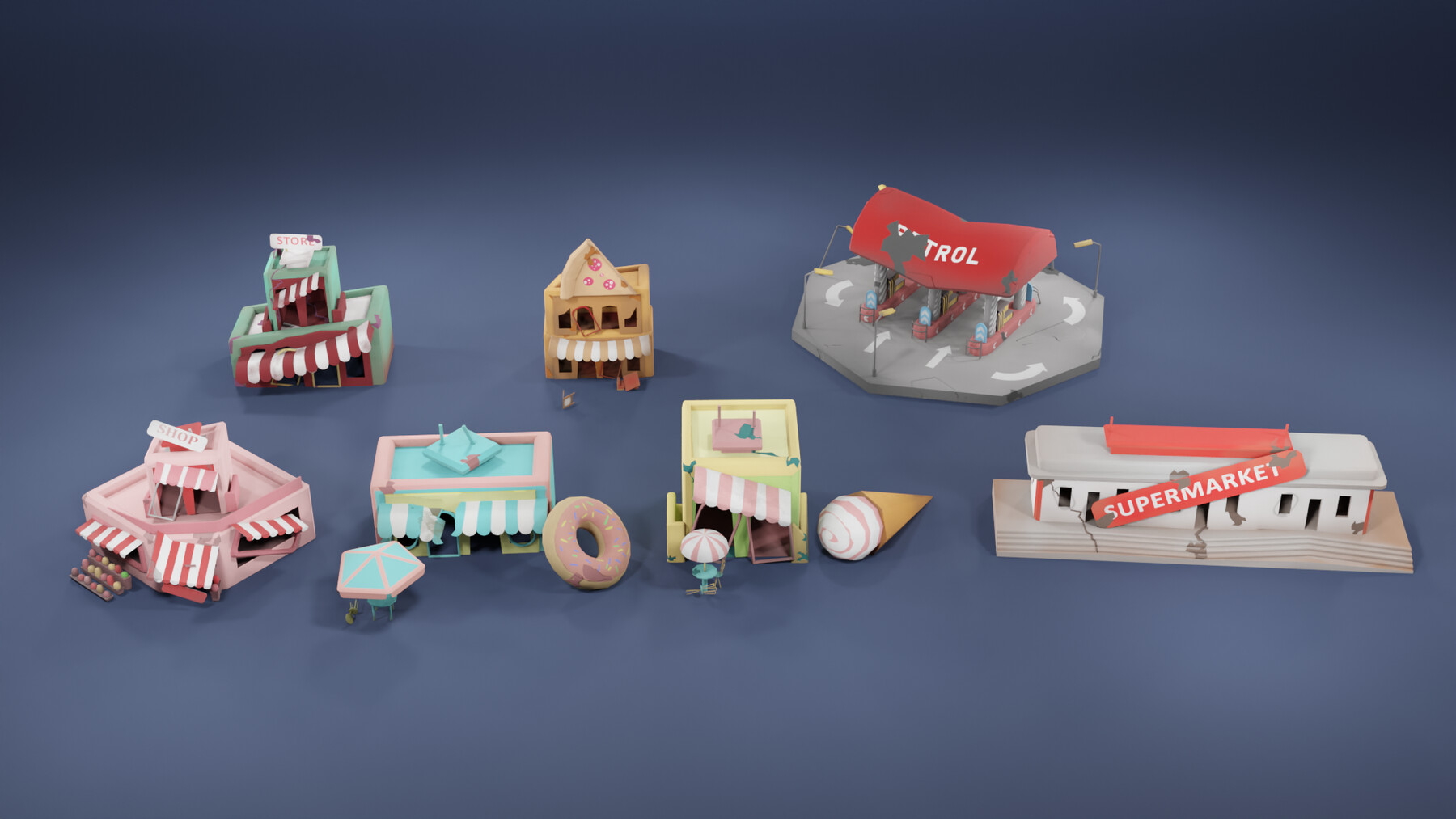 ArtStation - Clay Zombie APOCALYPSE city Environment Low-poly 3D model ...