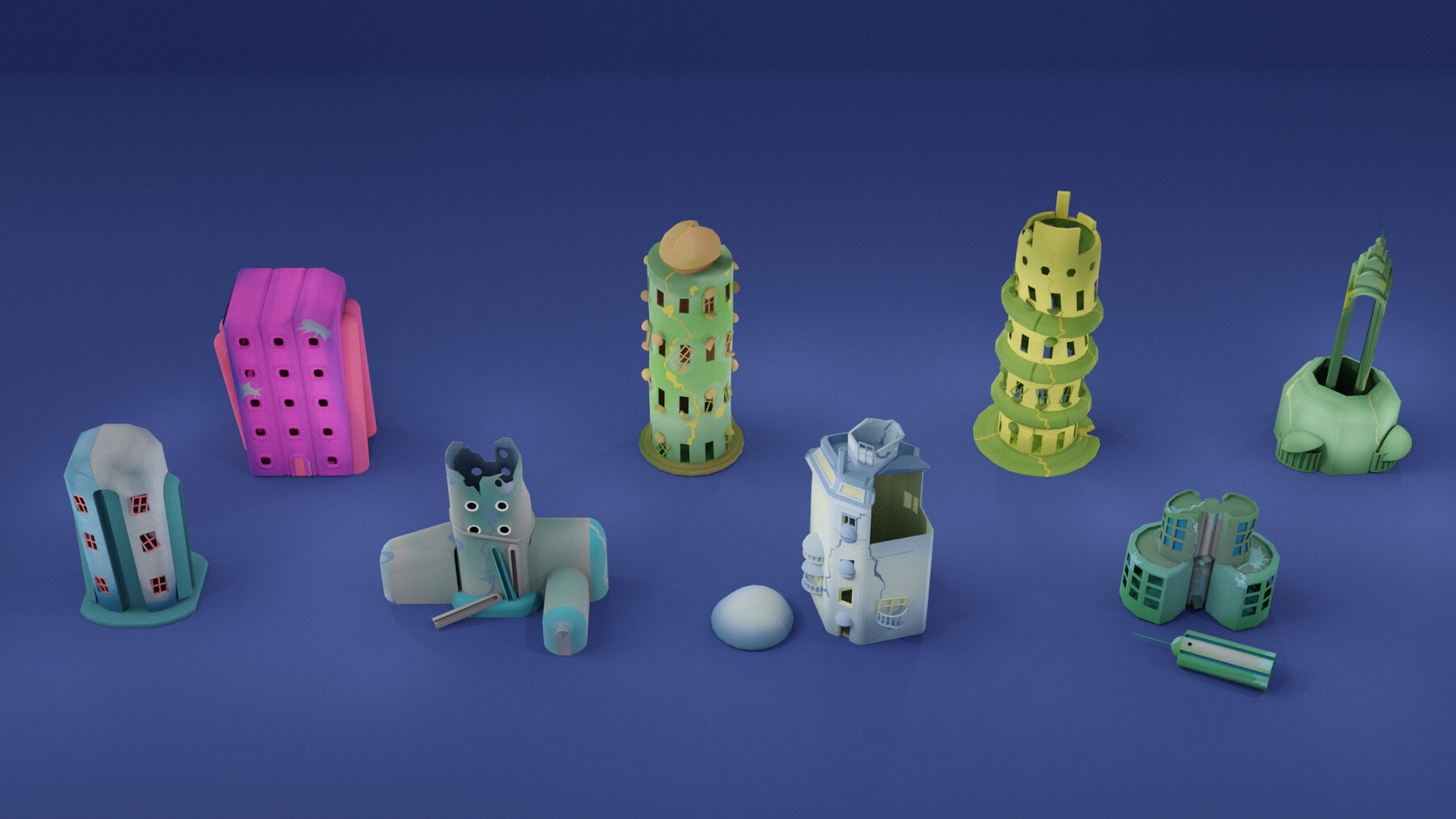 ArtStation - Clay Zombie APOCALYPSE city Environment Low-poly 3D model ...