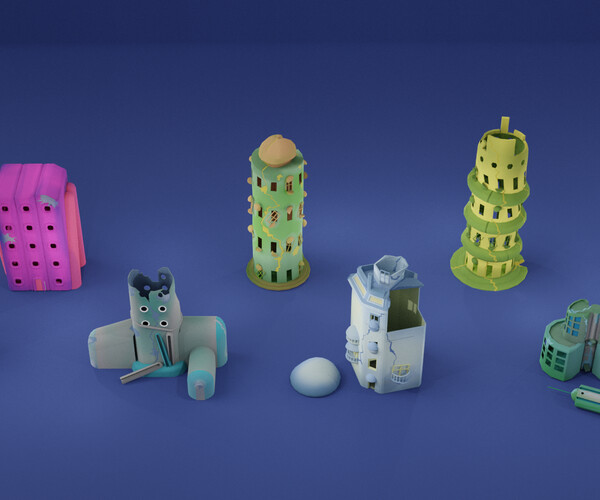 ArtStation - Clay Zombie APOCALYPSE city Environment Low-poly 3D model ...